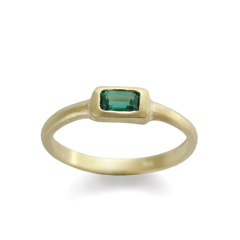 Matte Gold Ring With Square Green Quartz - Etsy