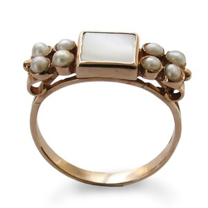 Square Pearl Gold Ring - Etsy