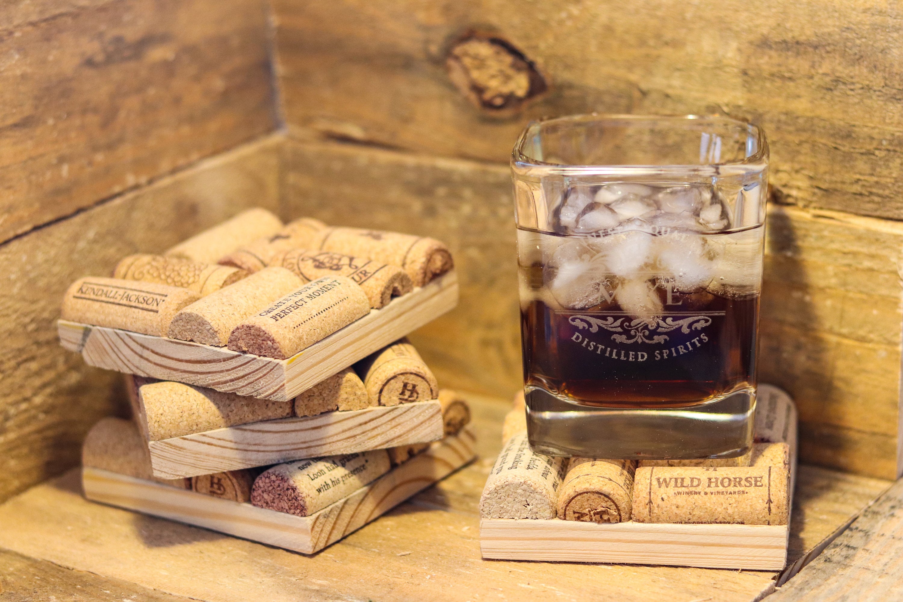 Cork Rustic Wood Coasters - Etsy
