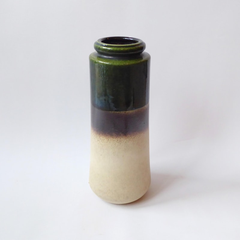 Mid Century Dark Green Vase - Etsy UK