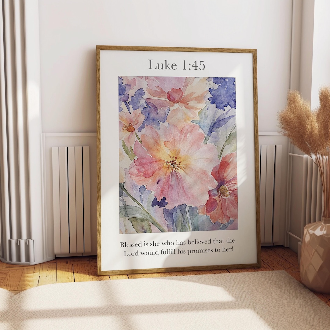 Luke 1 45 Scripture Wall Art, Christian Art, Bible Verse Print, Home ...