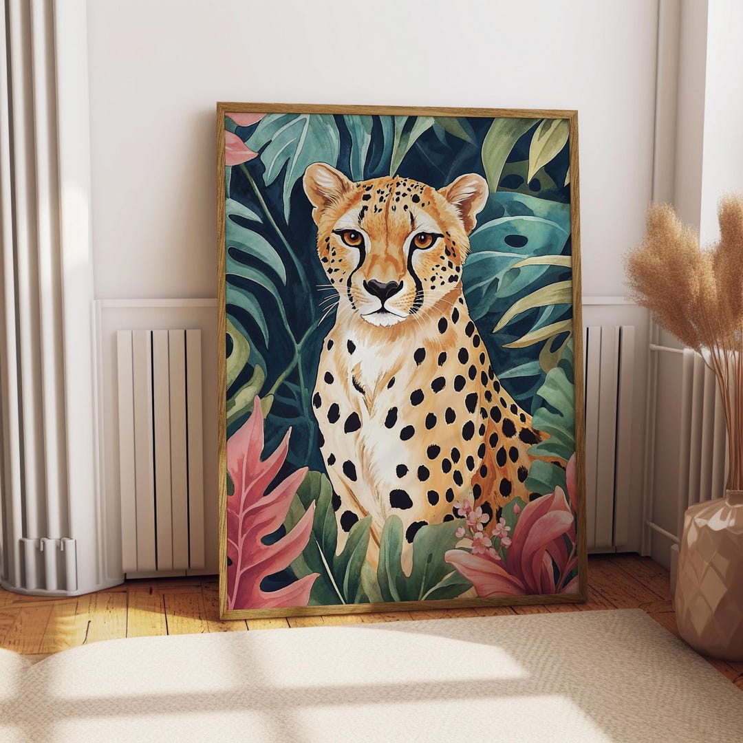 Tropical Cheetah Art Print, Jungle Animal Decor (digital Download) - Etsy