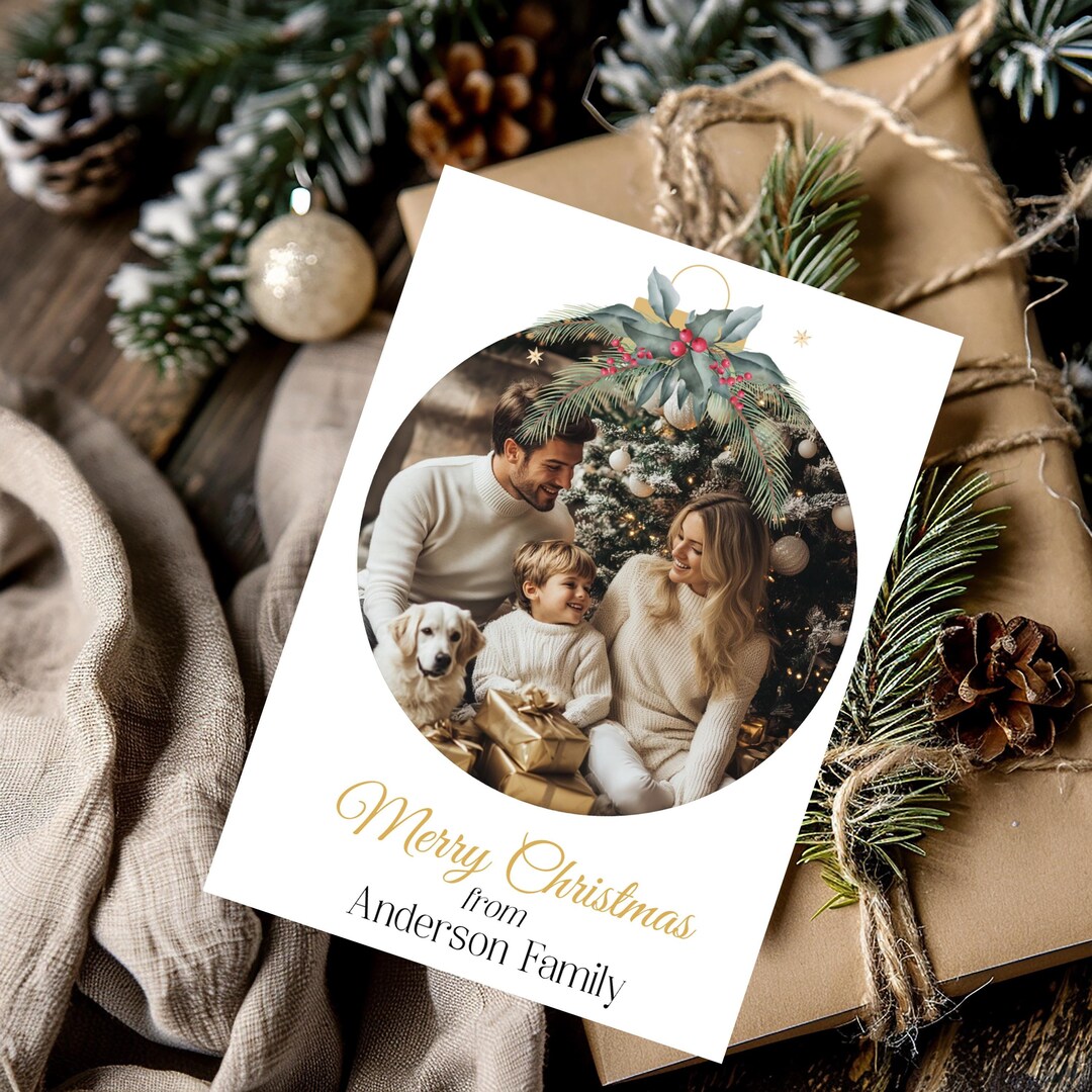 Christmas Photo Card Template, Editable Holiday Card, Christmas Card ...