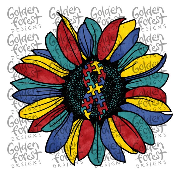 Awareness Autism flower bundle Digital Art puzzle piece PNG Design ...
