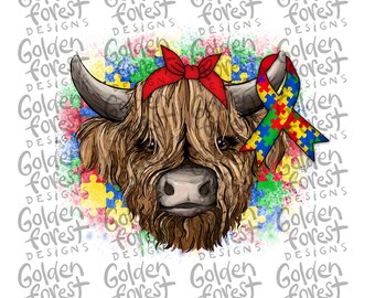 Be Kind Highland Cow Png Sublimation Design Download Autism - Etsy