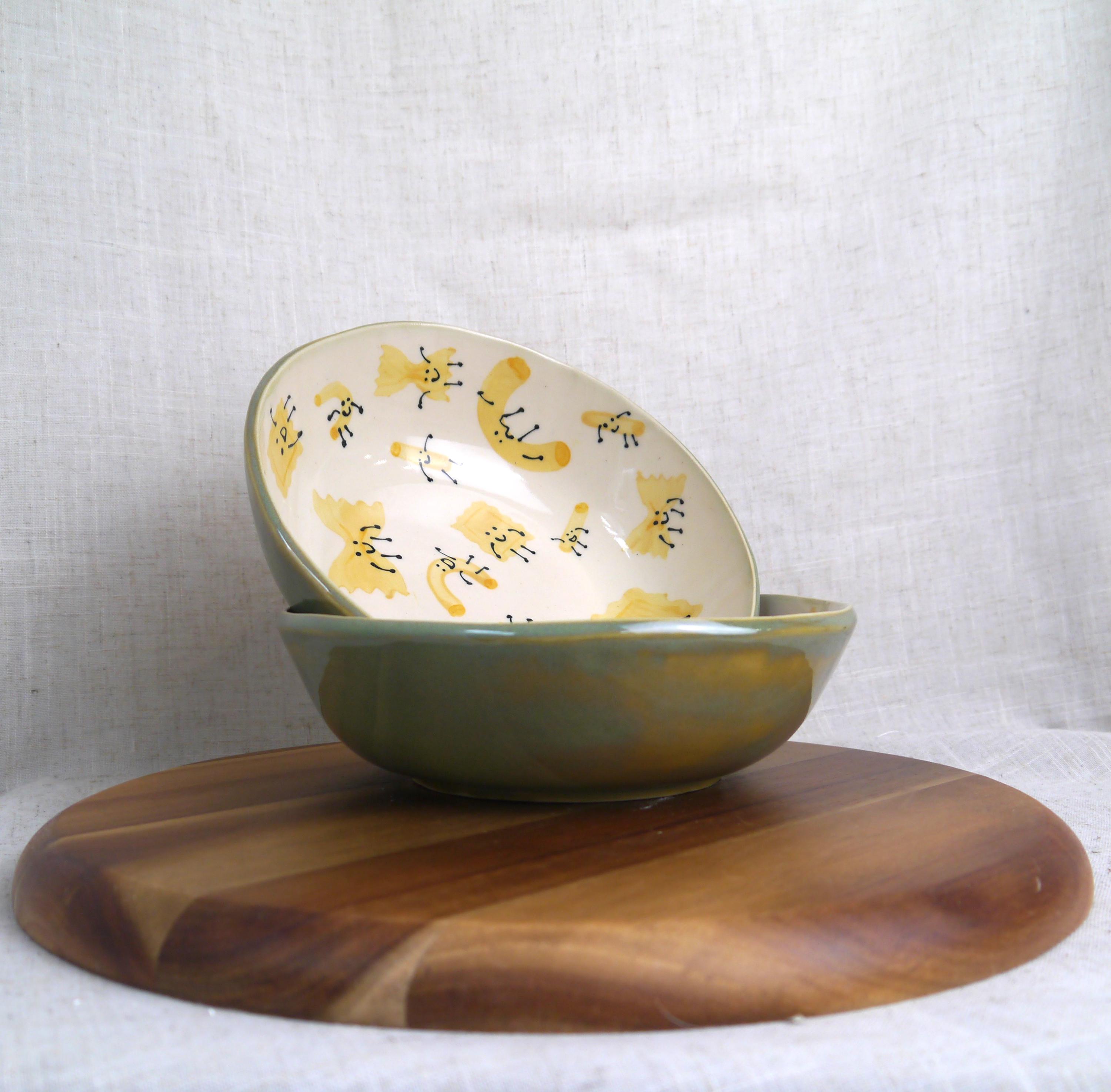 Stoneware 'pasta Guys' Bowl - Pasta Bowl - Quirky Pottery - Pasta ...