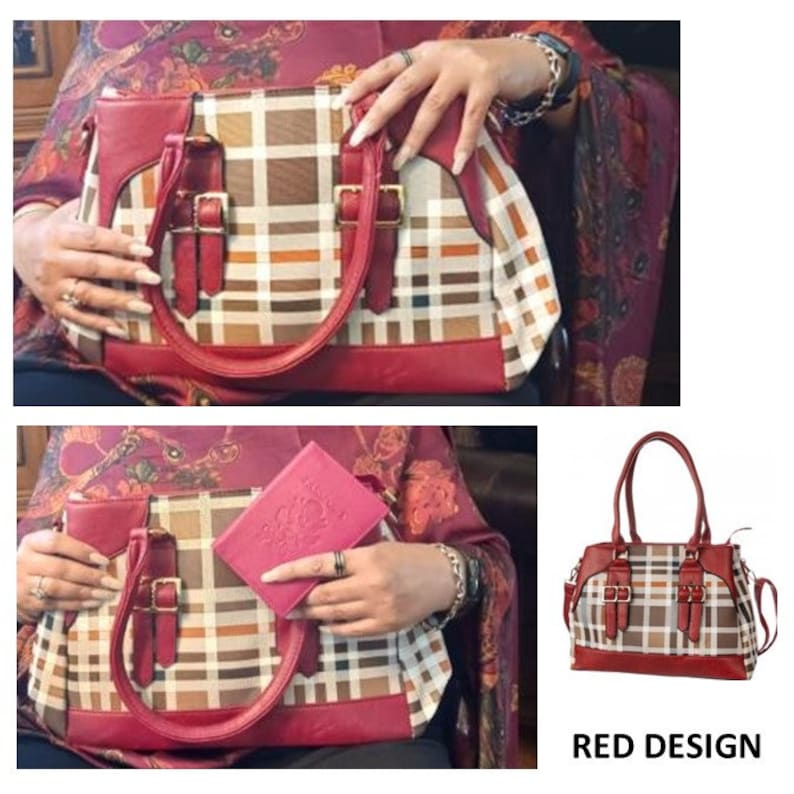Bowdesigns II – the Plaid Bag - Women’s Chic Vegan Leather Polyester ...