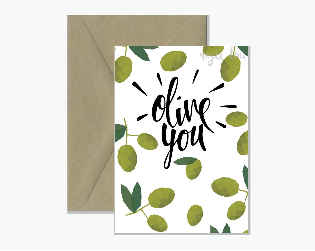 Olive You Greeting Card Valentine's Day Card | Etsy