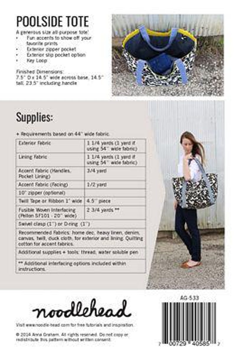 Poolside Tote Noodlehead Pattern - Etsy