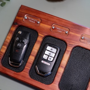 Cedar Key Fob Tray With Leather Lined Compartments Personalized Valet ...