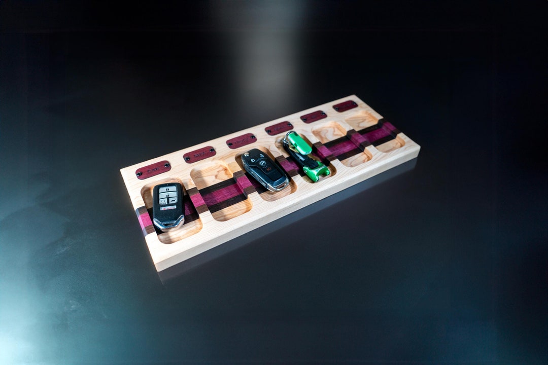 Personalized Sports Car Key Fob Tray - Maple, Purple Heart, and Walnut ...