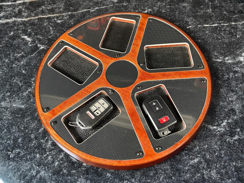 13” Bespoke Key Fob Display Tray – Leather & Carbon Fiber Style - Etsy