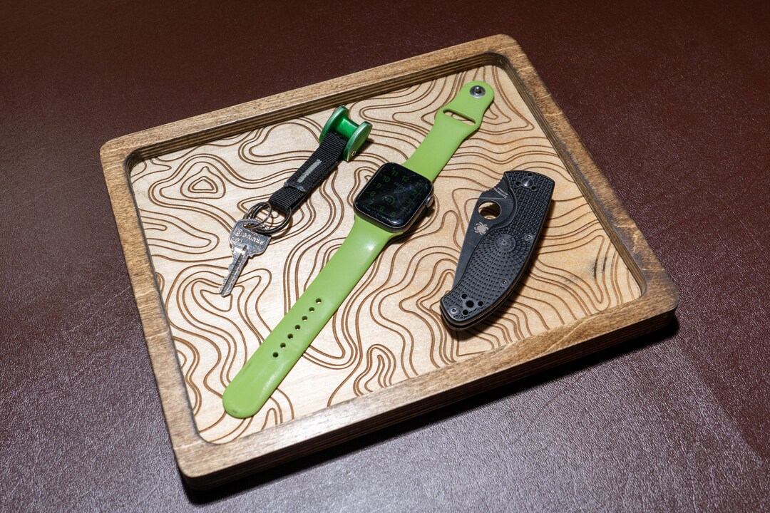 Wood Catch All Tray With Custom Topography Engraving - Unique Home ...