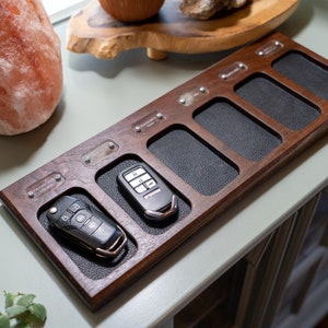 Personalized Walnut Key Fob Tray With Leather Lined Compartments - Etsy