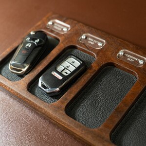Personalized Walnut Key Fob Tray With Leather Lined Compartments - Etsy