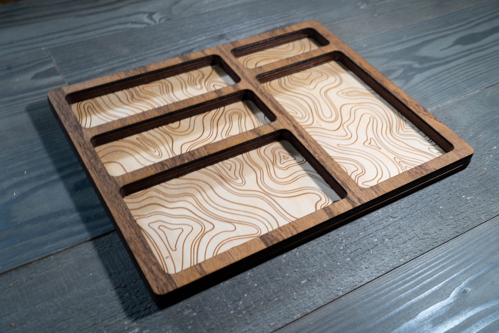 Topo Map EDC Nightstand Dump Tray Wood Valet Tray | Etsy