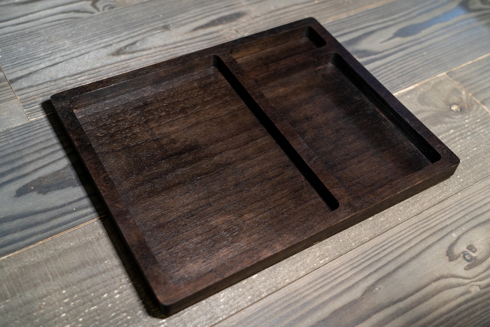 EDC Nightstand Dump Tray 3 Compartment Wood Valet Tray - Etsy