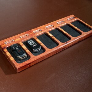 Cedar Key Fob Tray With Leather Lined Compartments Personalized Valet ...