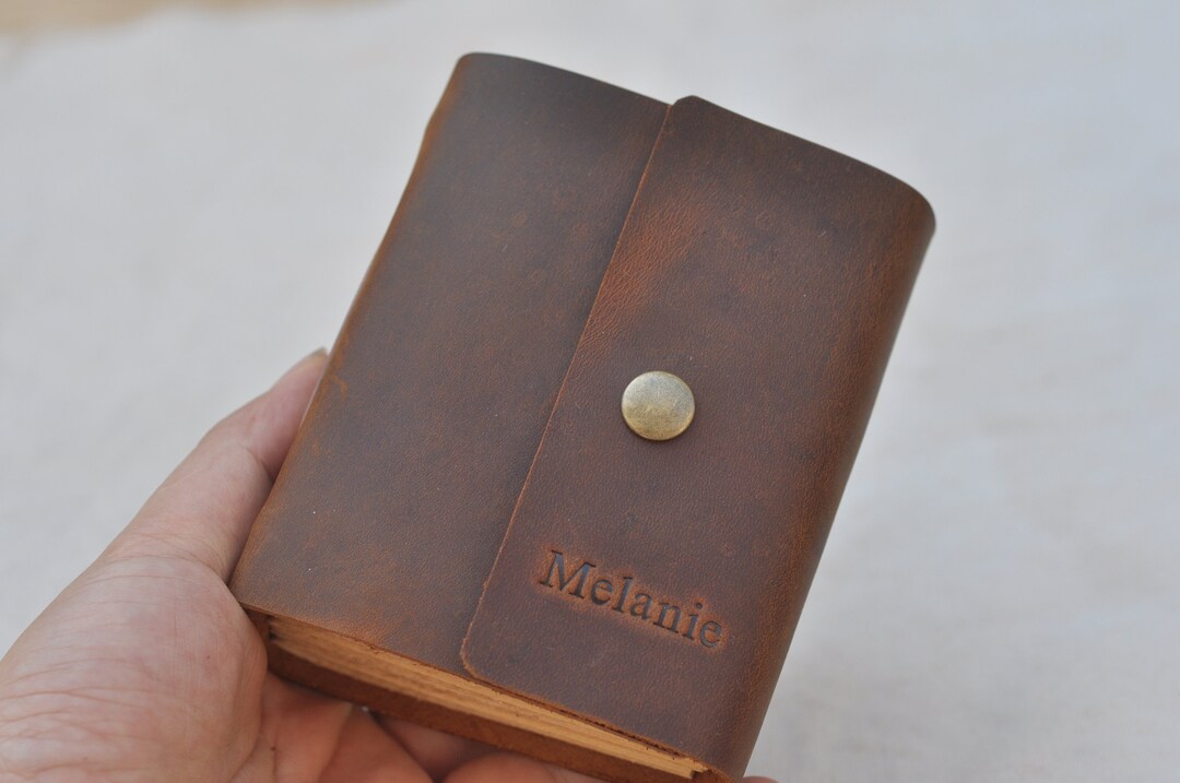 Personalized Mini Leather Journal Pocket Notebook Small Sketchbook ...