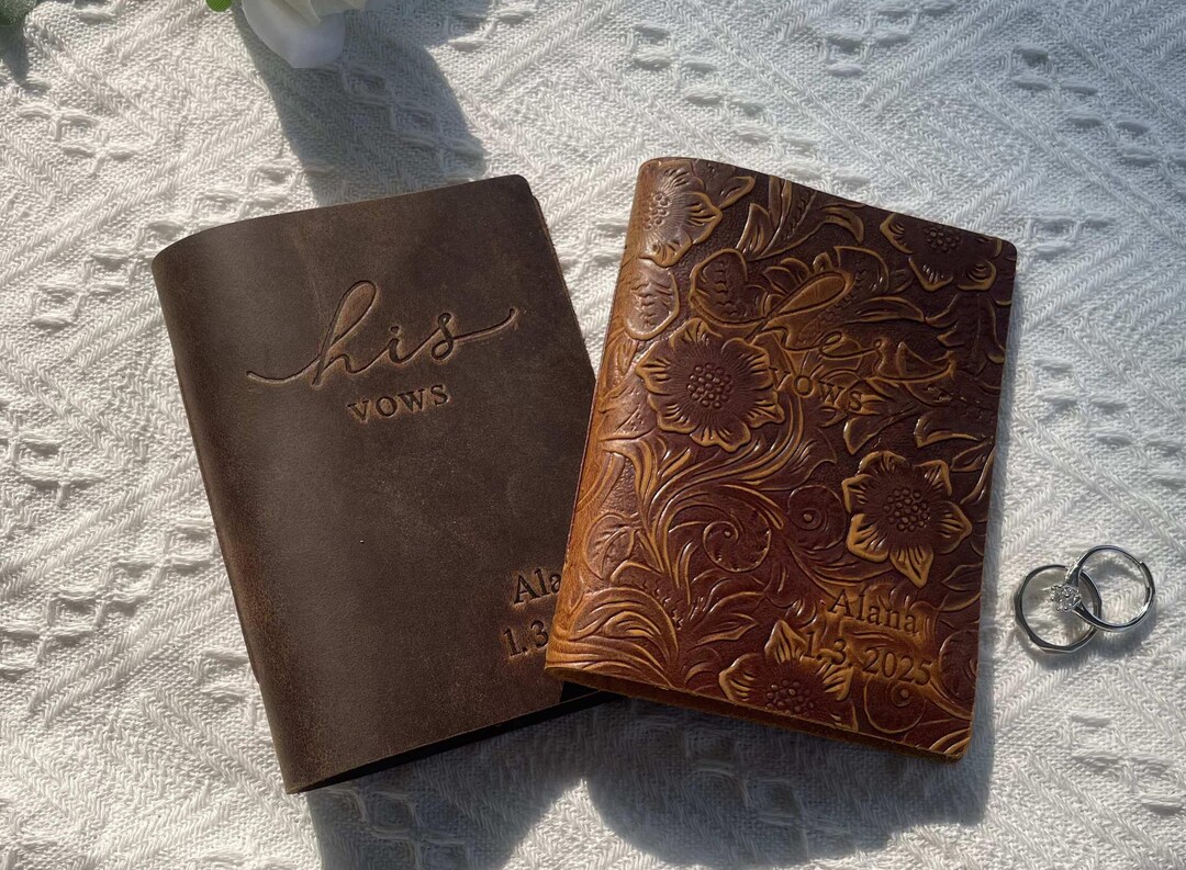 Personalized Vows Book,his and Her Vow Books, Leather Vows Book ,custom ...