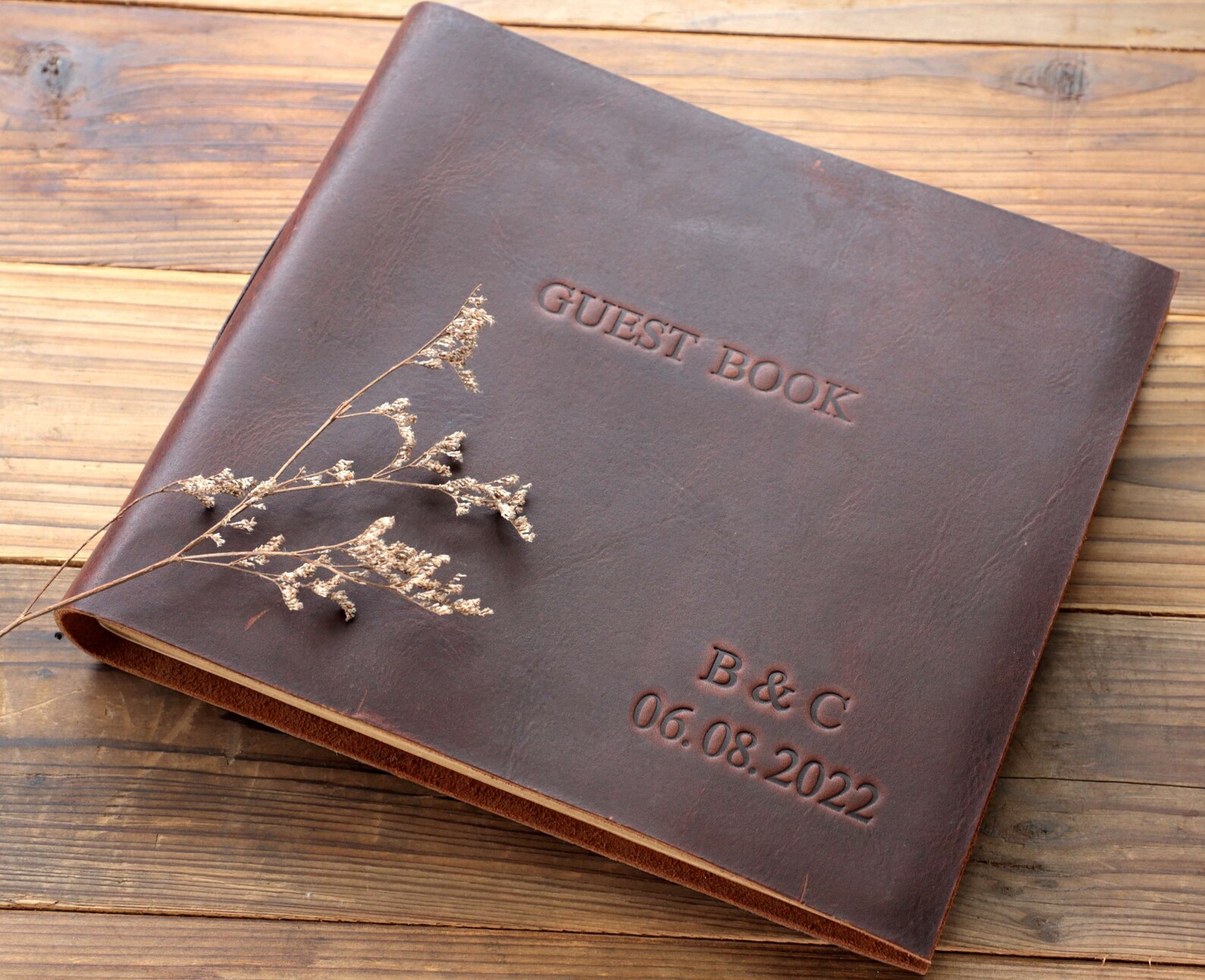 Rustic Leather Guest Boo Wedding Guestbook House Guestbook - Etsy