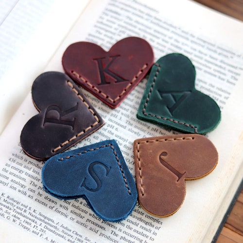 Personalized Initial Bookmark for Booksgenuine Leather Corner - Etsy