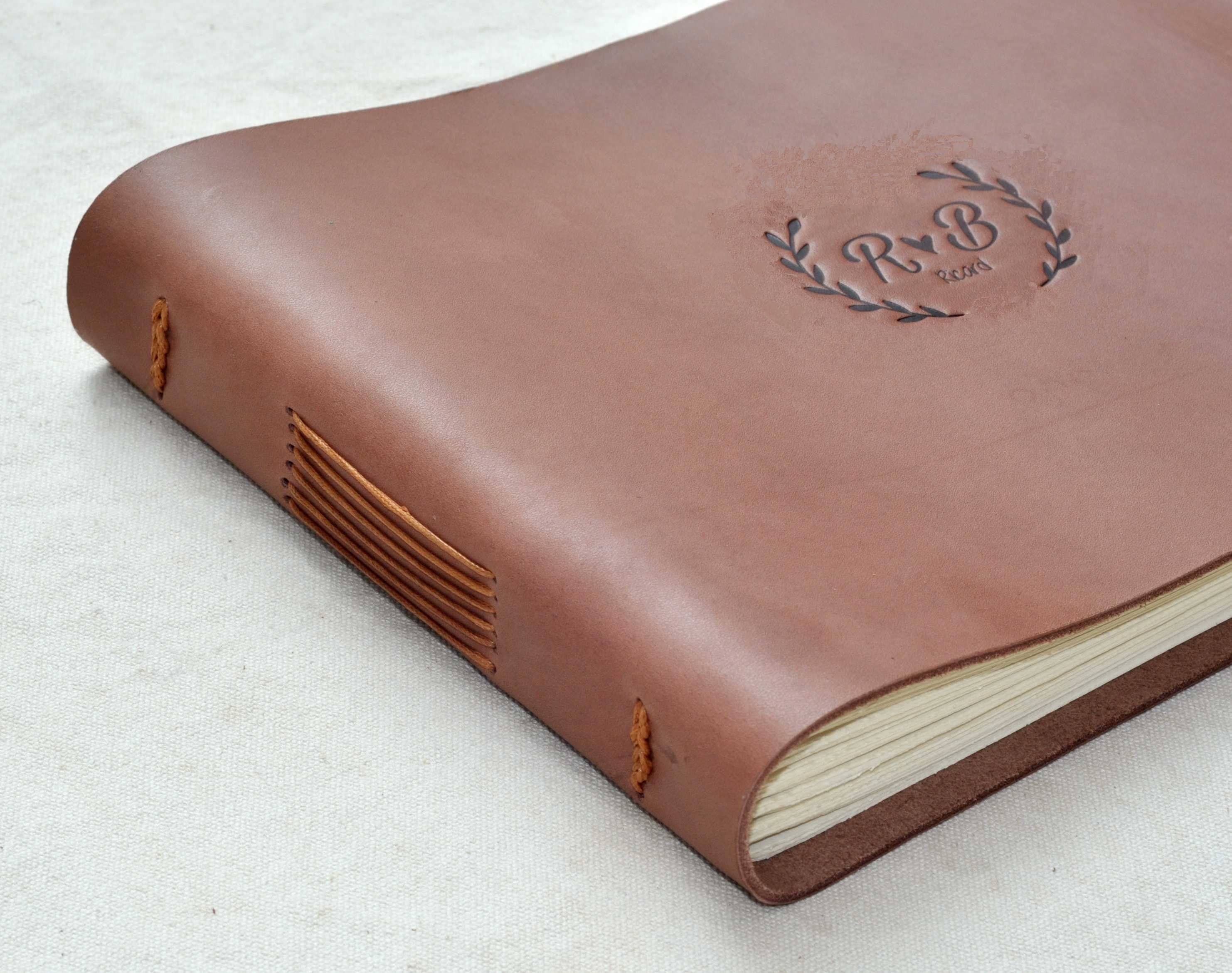 Personalized Leather Scrapbook custom Guest Book anniversary - Etsy