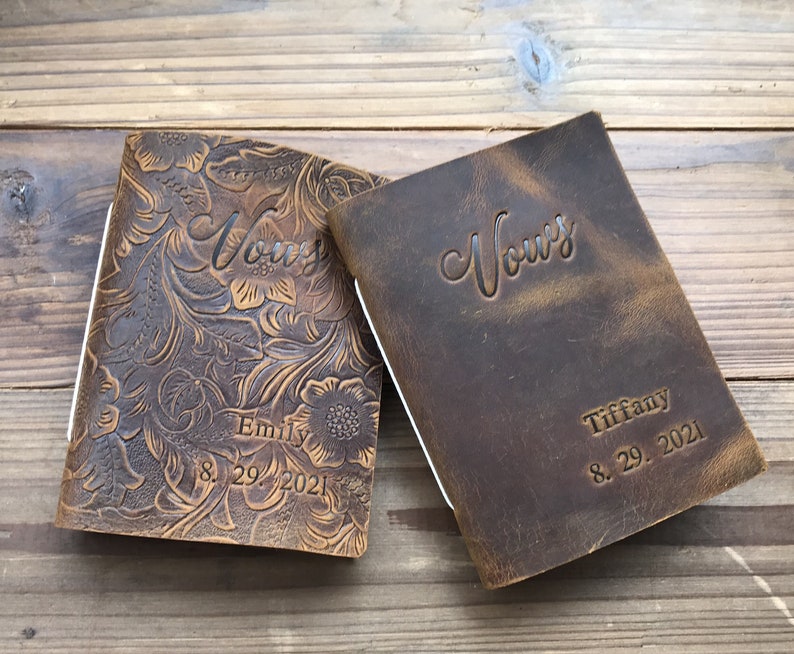 Personalized Rustic Vows Book Wedding Vows Books Leather Vow Books Set ...