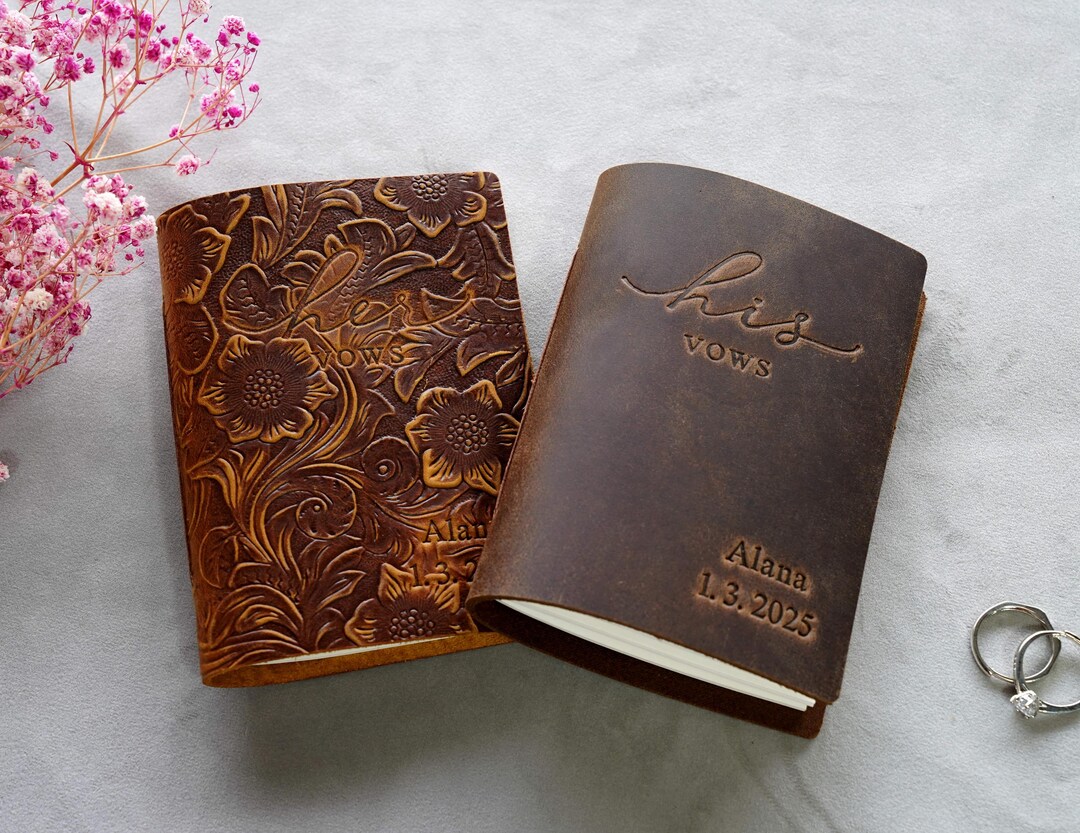 Personalized Wedding Vows Book,his and Her Vow Books, Leather Vows Book ...