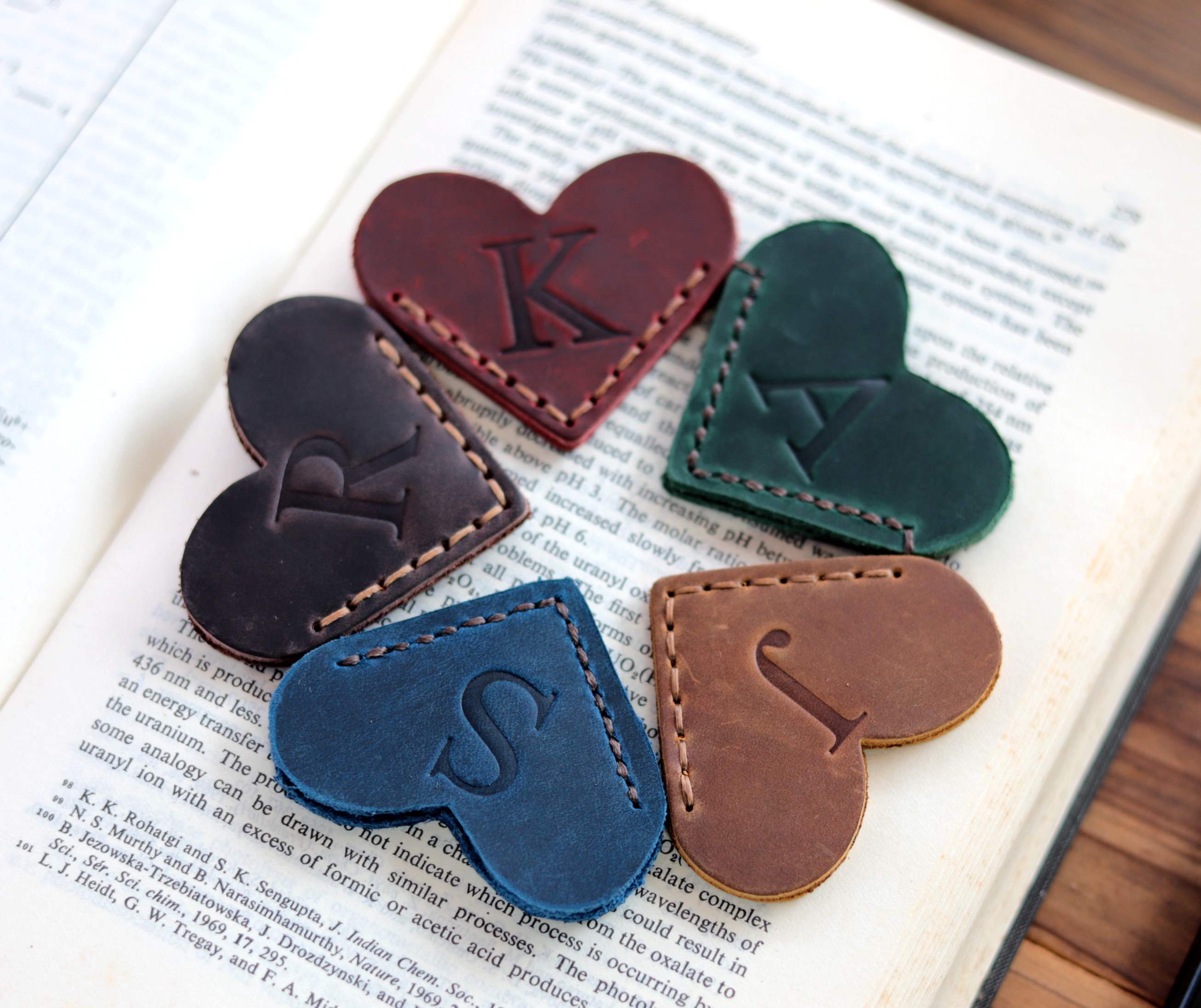 Personalized Initial Bookmark for Books,genuine Leather Corner Page ...