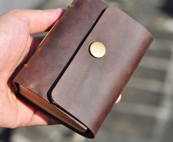 Personalized Mini Leather Journal Pocket Notebook Small | Etsy