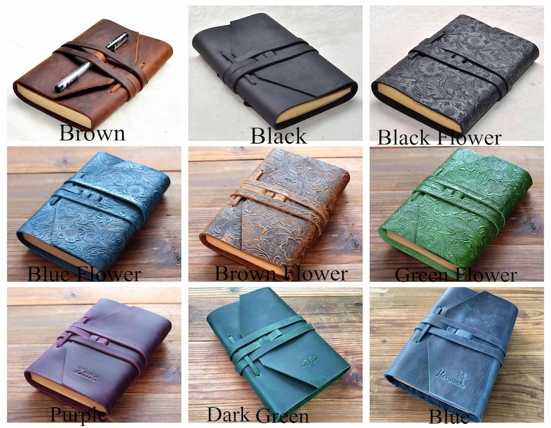 Dark Brown Flower Leather Journal Diary Notebook - Etsy