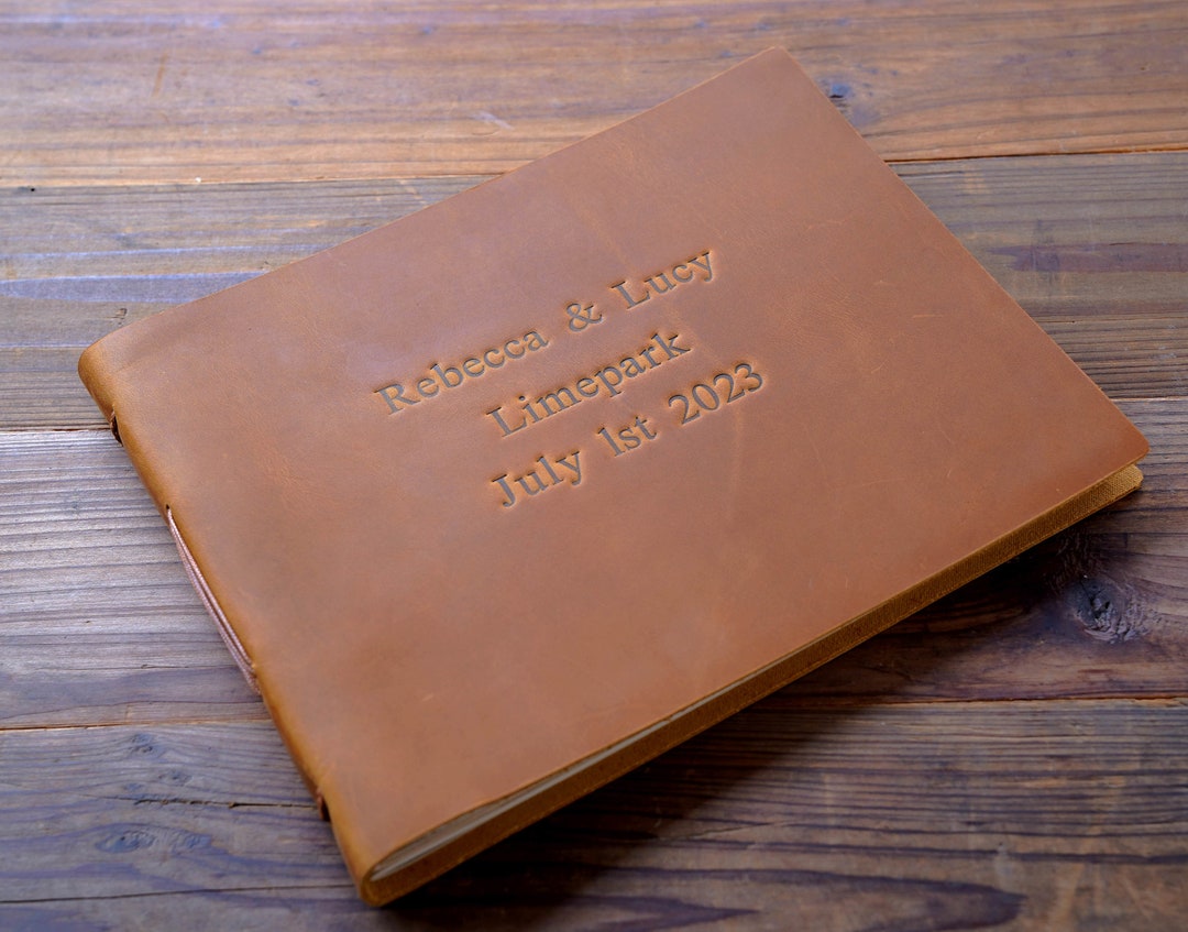 Personalized Photo Scrapbook Leather Guestbook Our Memories Book Gift ...