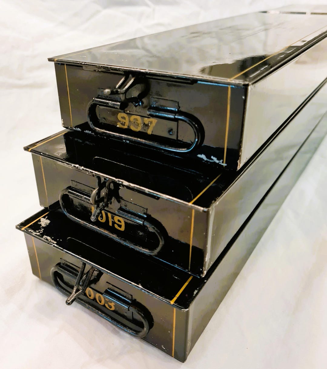 Antique Bank Deposit Box Small 2.75 H X 4.75x22 Size Vault Metal Box ...