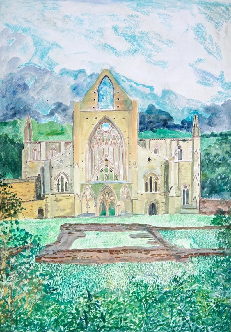 Tintern Abbey Moonlight Original Painting - Etsy