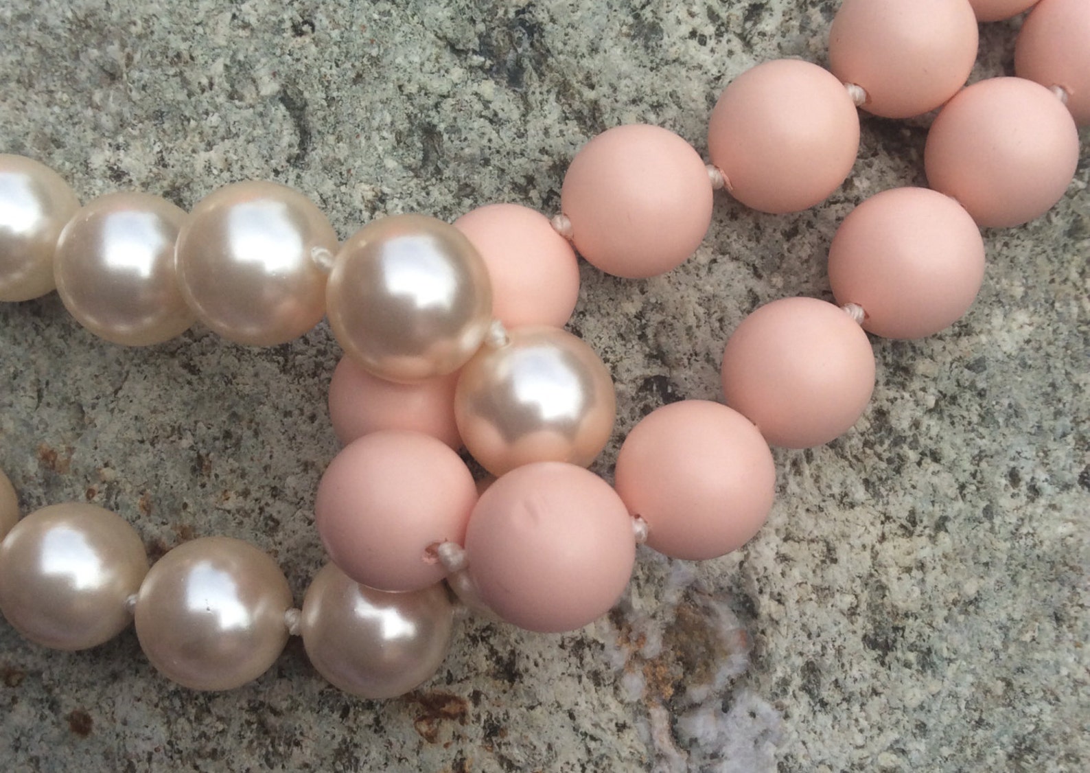 Knotted Shell Pearl Necklace - Two Tone Pearl Necklace - Shell Pearl ...