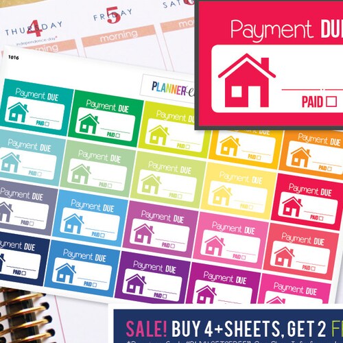 Credit Card Payment Due Planner Stickers to Be Used With Erin - Etsy