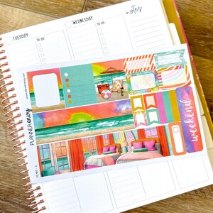 NEW KIT FORMAT! Summer Bright Retro Vacation Beach Ocean Vaca Planner ...
