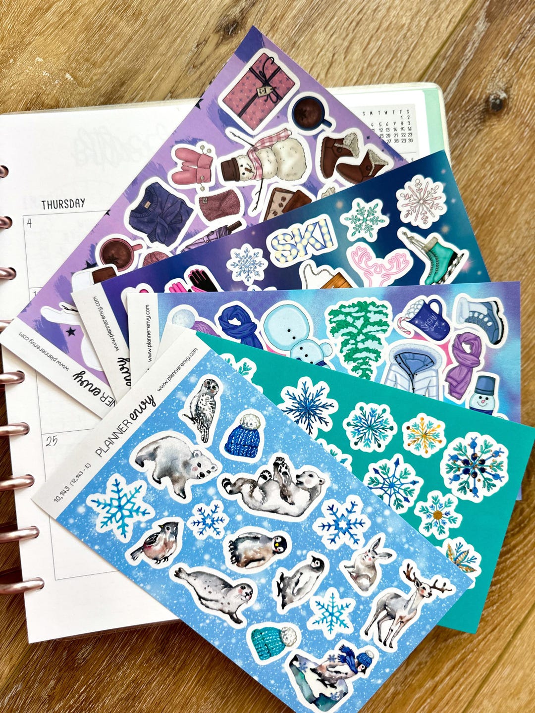 Winter Snowflakes Snowman January Deco Planner Stickers Bundle - 5 ...