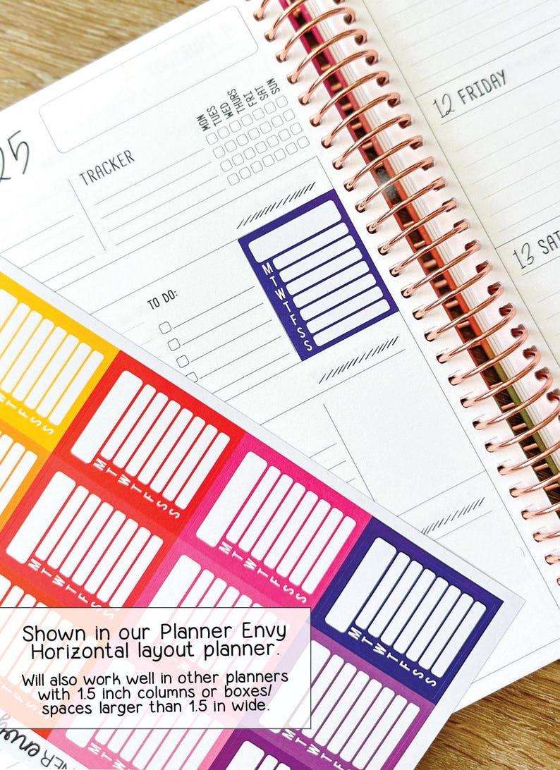 Weekly Sidebar to Do Goals Meals Schedule Planner Stickers - 1.5 X 1.9 ...