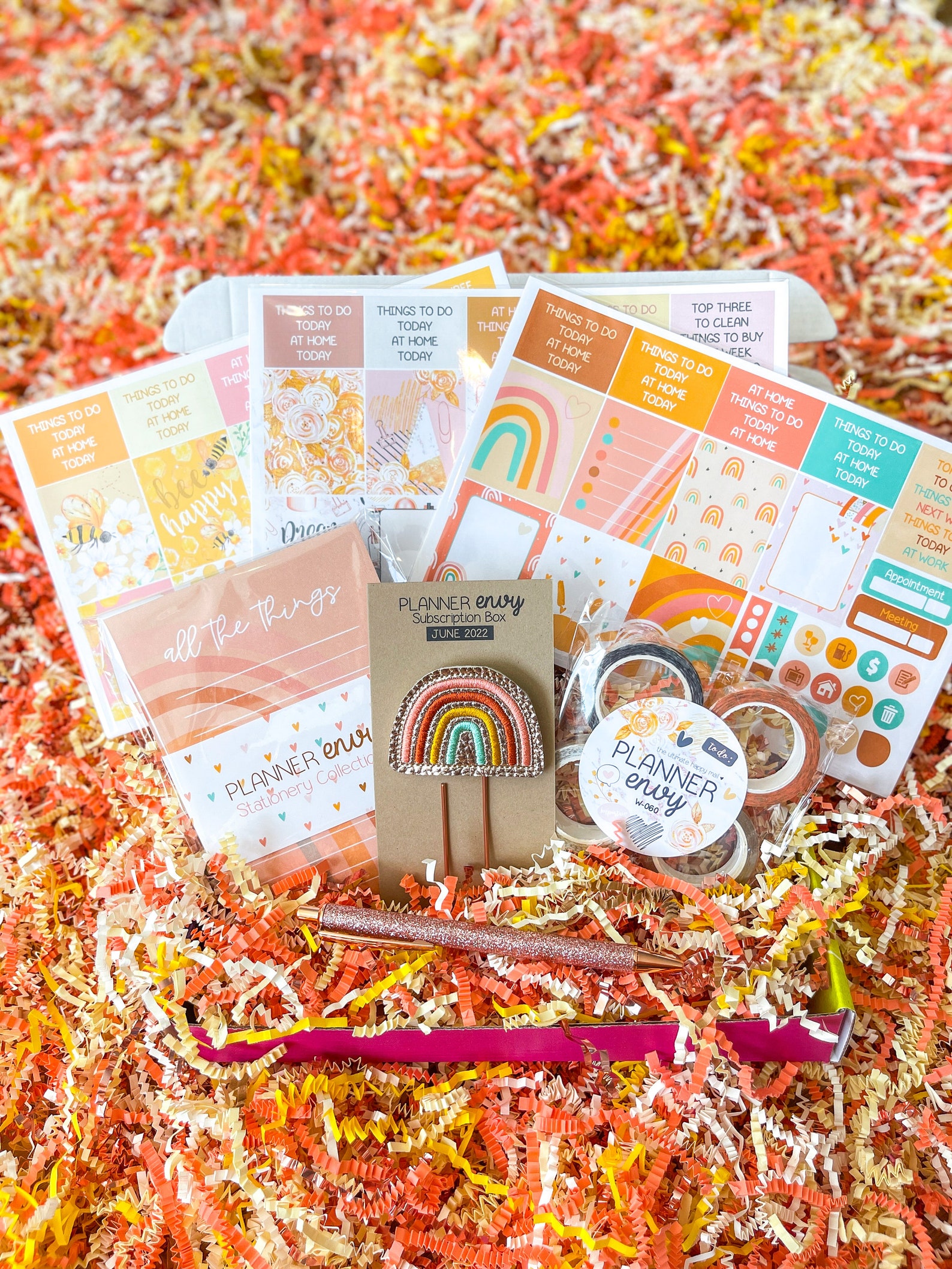 Boho Rainbow Peach Rose Gold Bumble Bees Summer Pen Notepad - Etsy