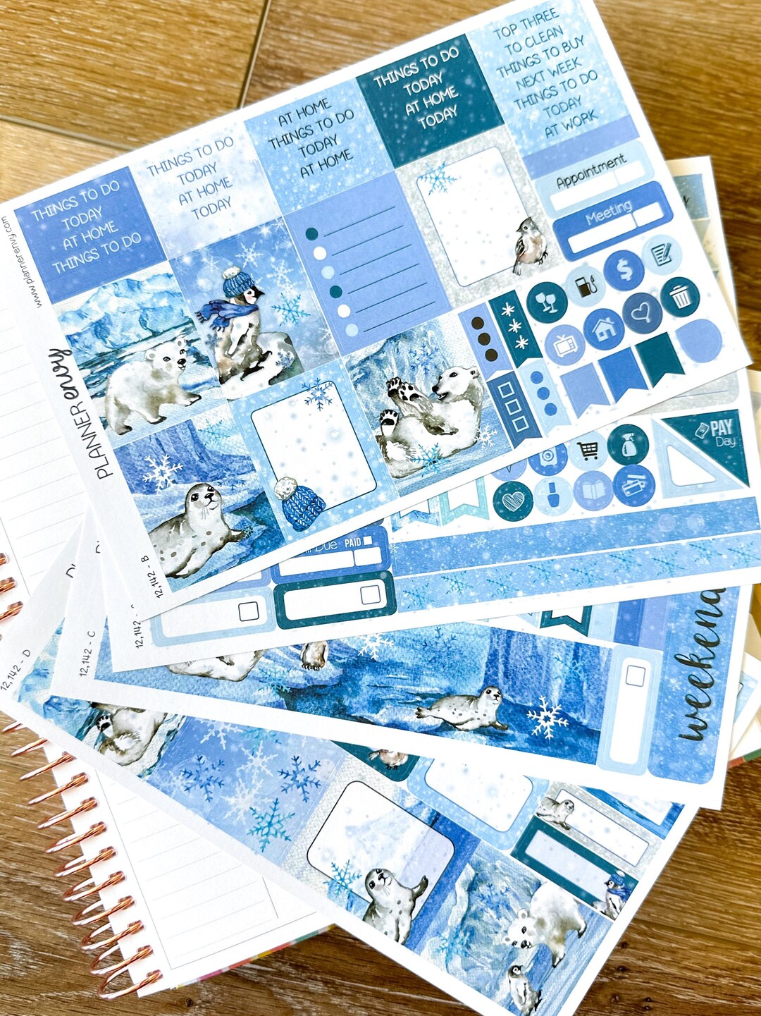 Winter Arctic Animals Snowy Polar Bears Penguins Seals Planner Stickers ...