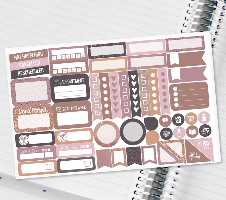 Rose Gold Dusty Rose Valentine's Mini Kit Weekly Planner - Etsy