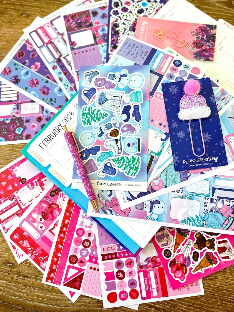 Winter Snowman Valentine's Day February 2025 Planner Envy Subscription ...