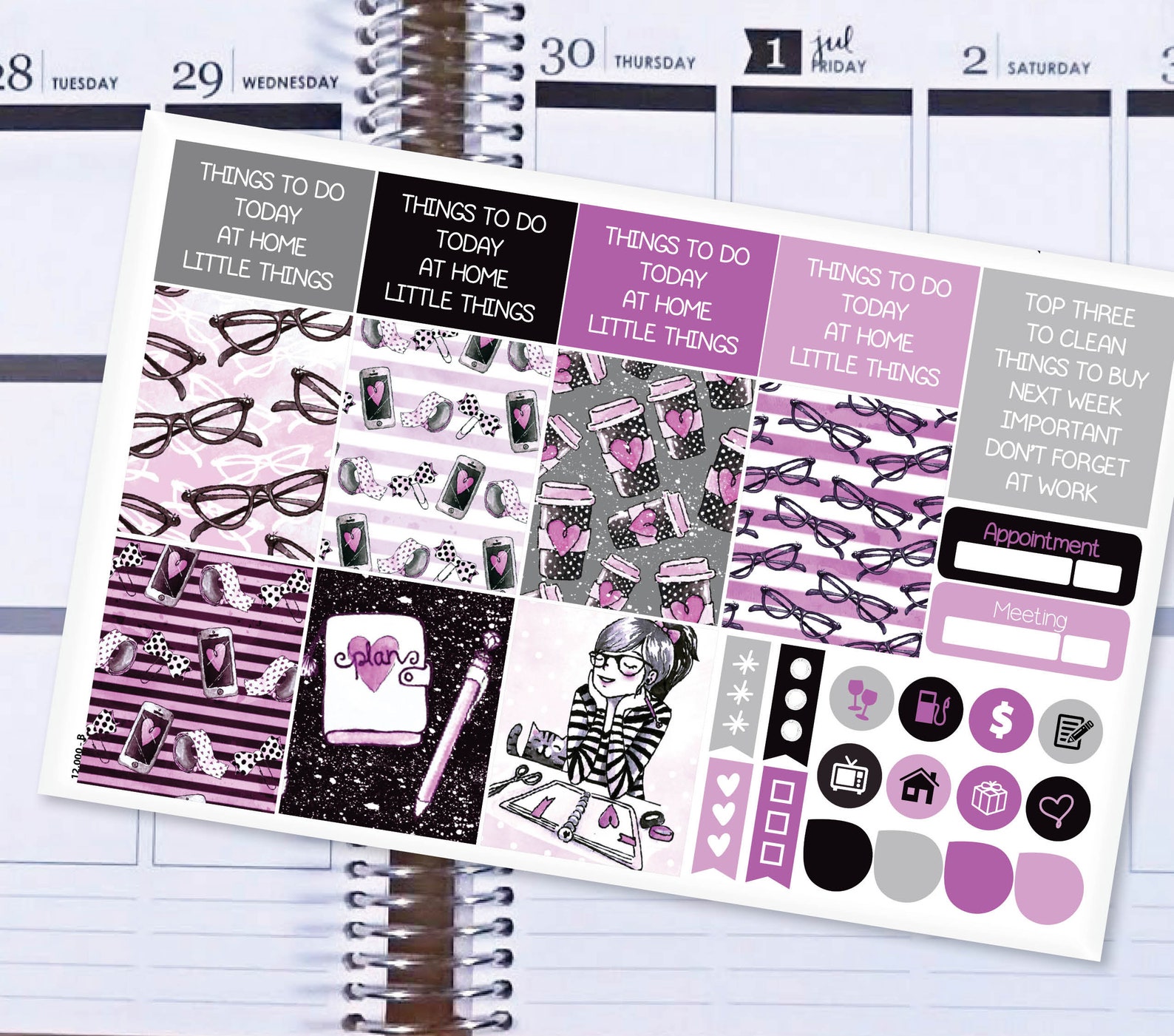 Purple Planner Girl Planner Stickers Weekly Kit to Be Used | Etsy