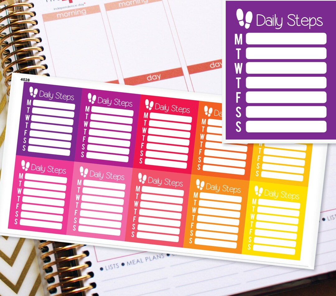 Daily Steps Fitness Planner Weekly Sidebar Planner Stickers to Be Used ...