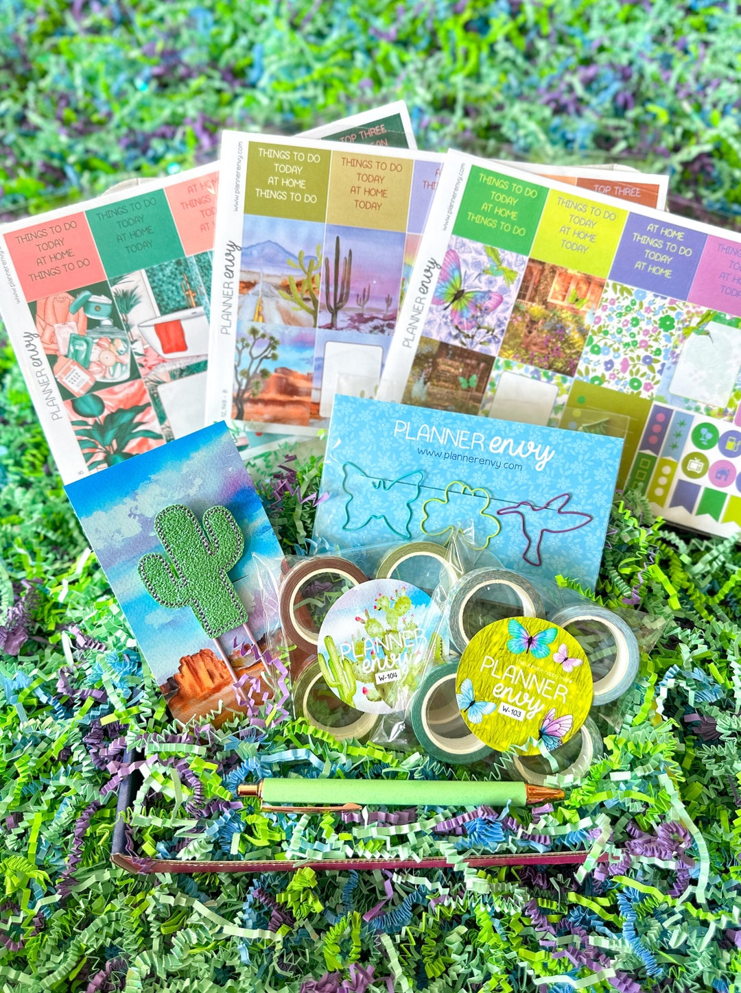 Spring Green, Self Care, Desert Whimsical Blue Purple. Planner Stickers ...