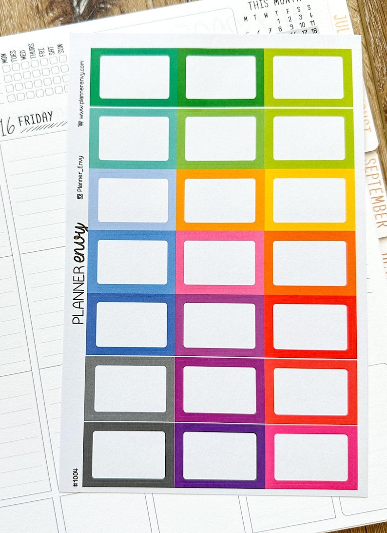 Blank Fill in Planner Stickers - 1.5 X 1 Inch - Colorful Boxes With ...