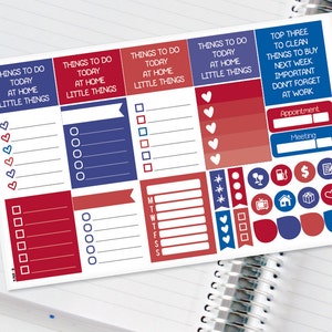 July Red & Blue Mini Kit Weekly Planner Stickers for Erin Condren ...
