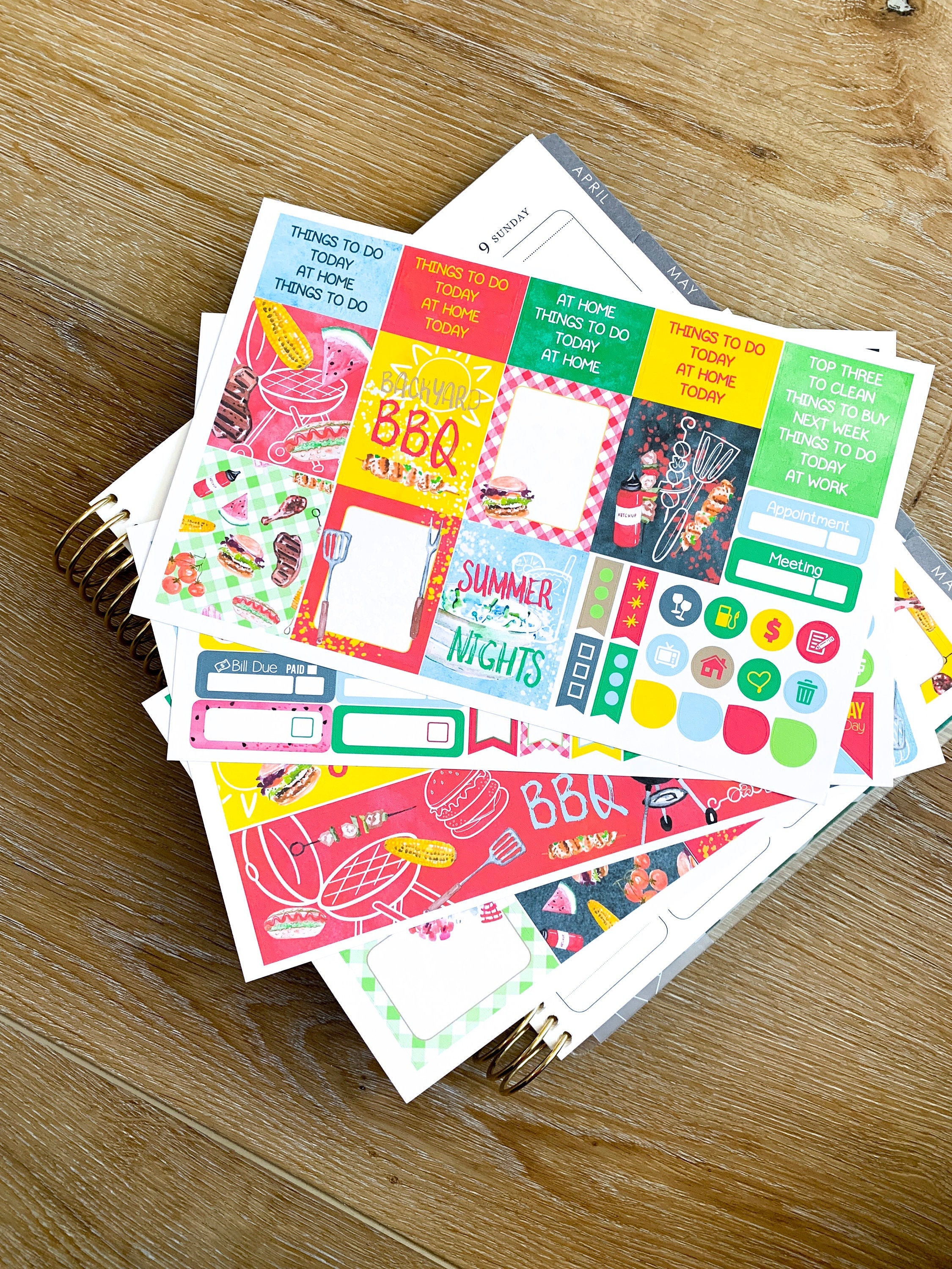 Paper Spring Stickers Summer Planner Dinner Stickers Summer Cookout ...